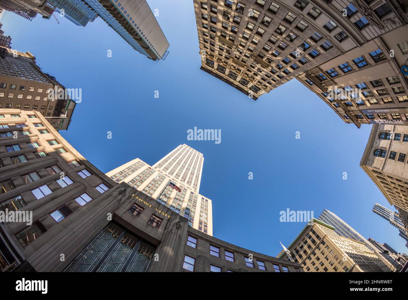Empire State Building view from street level Stock Photo - Alamy