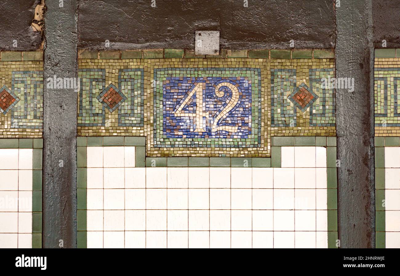 old metro station number 42 - fourty second street - sign in art ...