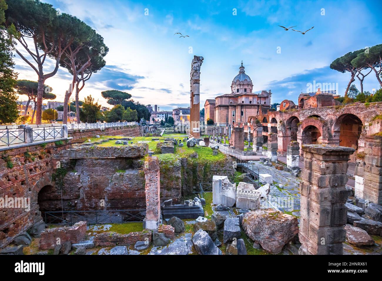 Forum Romanum or Roman Forum dawn colorful view, eternal city of Rome ...