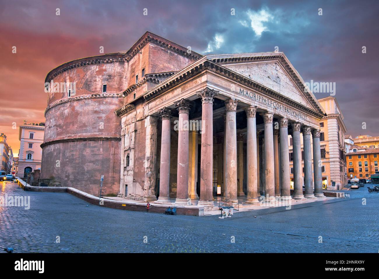 Pantheon ancient landmark in eternal city of Rome dramatic sky view ...