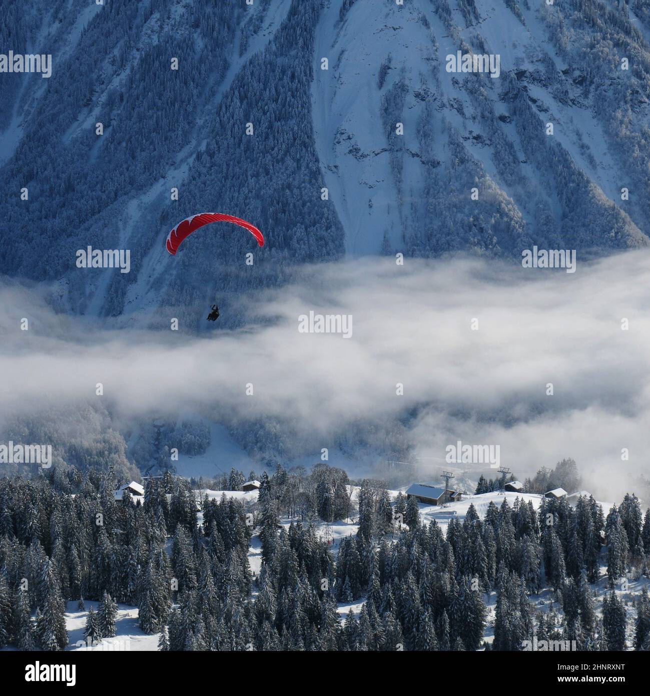 Alpine panorama with paraglider hi-res stock photography and images - Alamy