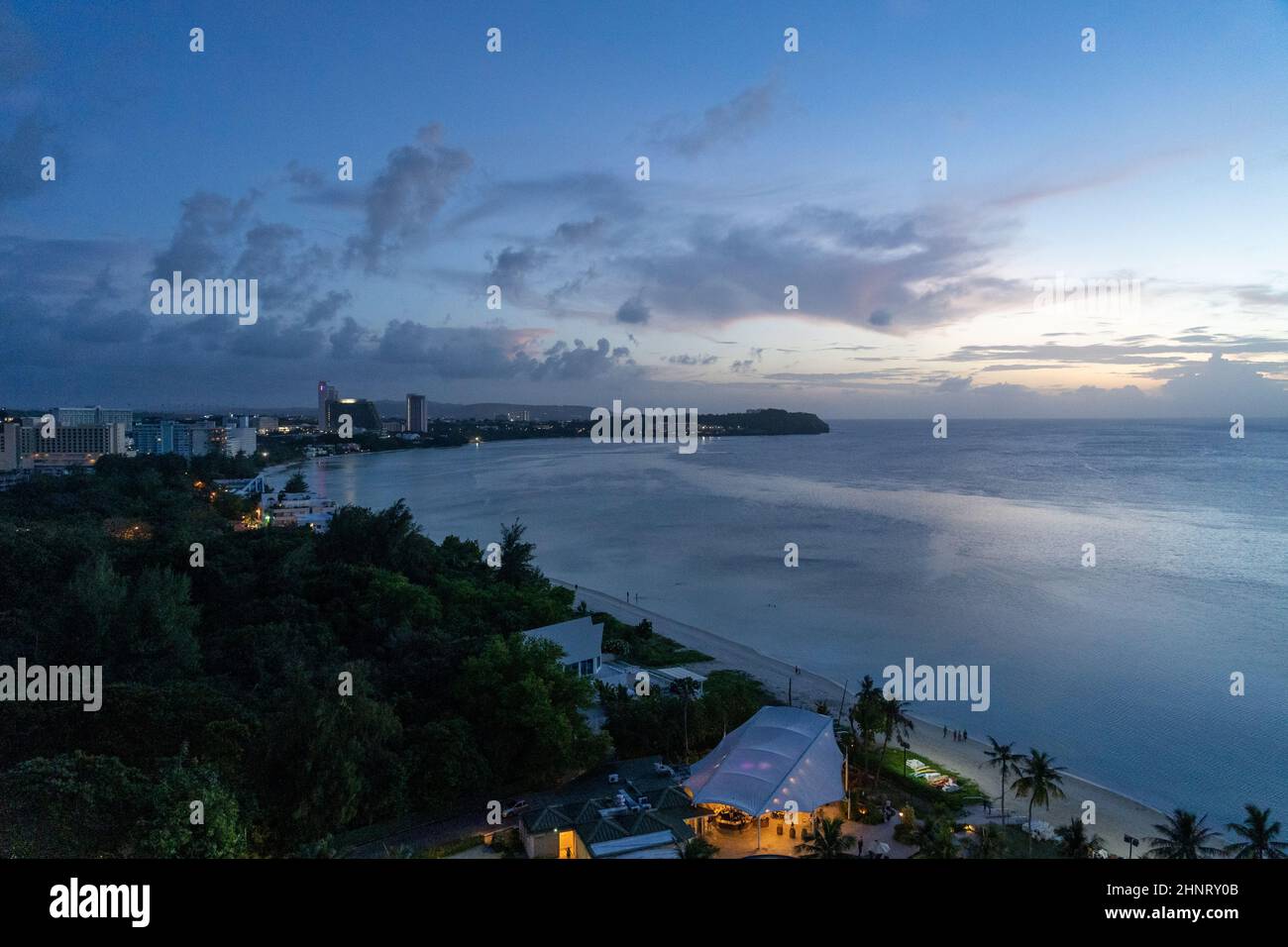 Aerial view of the Guam Island at sunset Stock Photo - Alamy