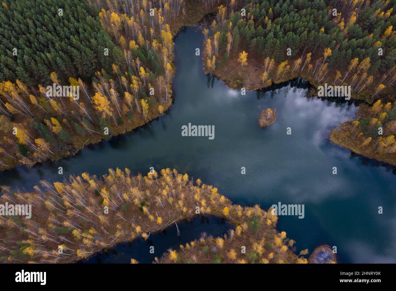 Small lake surrounded trees aerial hi-res stock photography and images ...