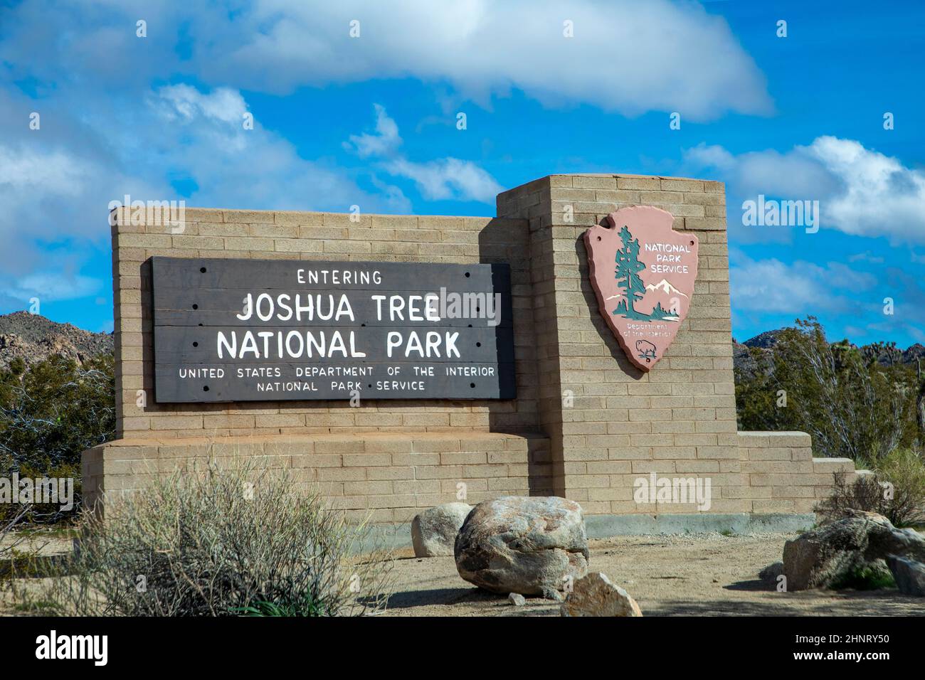 entrance to Joshua tree national park in the desert of California Stock ...