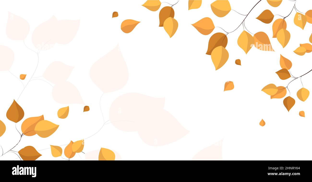 Abstract autumn web background template with many different leaves ...