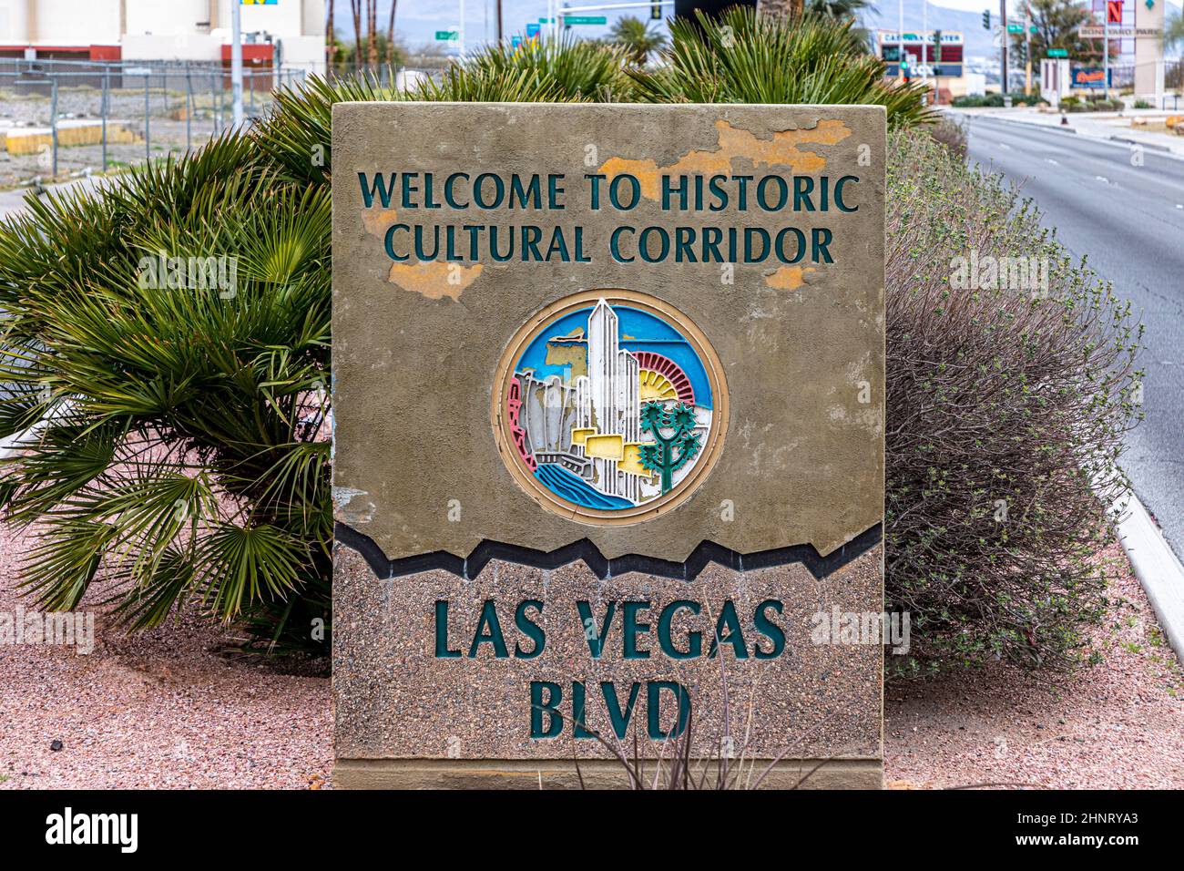 signage Welcome to historic cultural corridor in Las Vegas Stock Photo ...