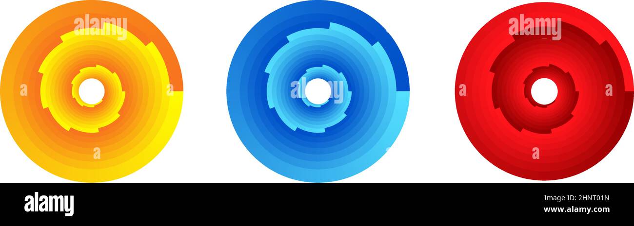 Gradient filled shaded design element, geometric shape set - stock ...