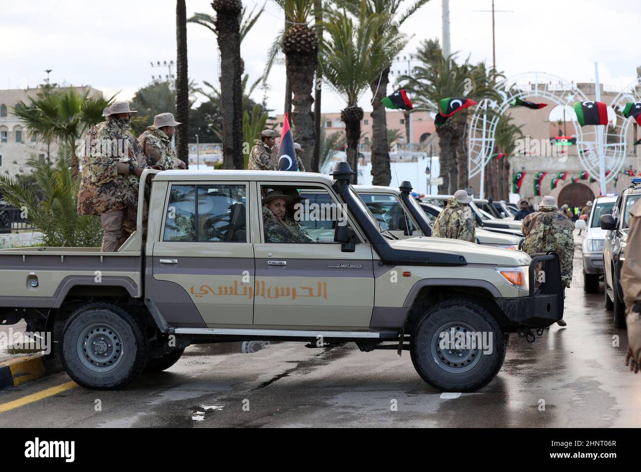 Tripoli, Libya. 17th Feb, 2022. Security personnel are seen during an ...