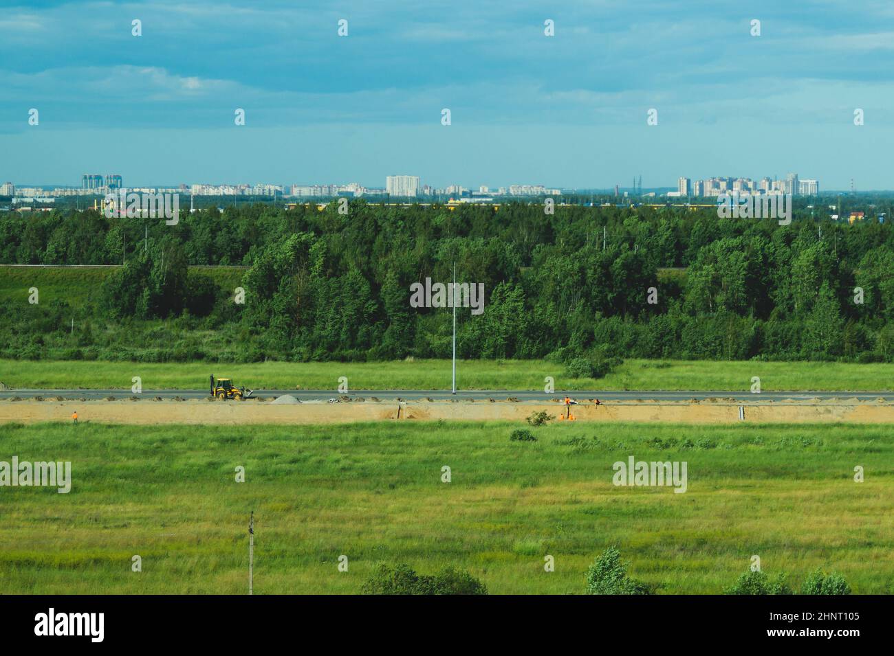Urban cityscape panoramic view. horizon line with buildings. nature ...