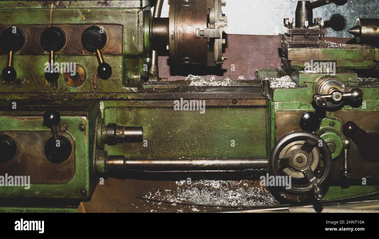 Old lathe. detail of rusty machine. metal mechanism. vintage ...