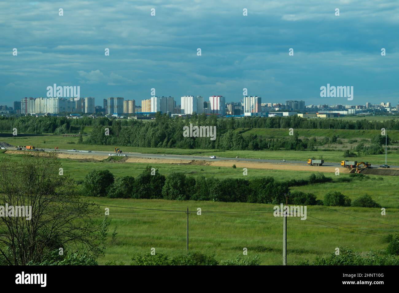 Urban cityscape panoramic view. horizon line with buildings. nature ...
