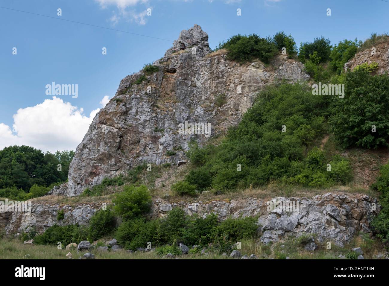 geological landscape of former limestone quarry and current nature ...