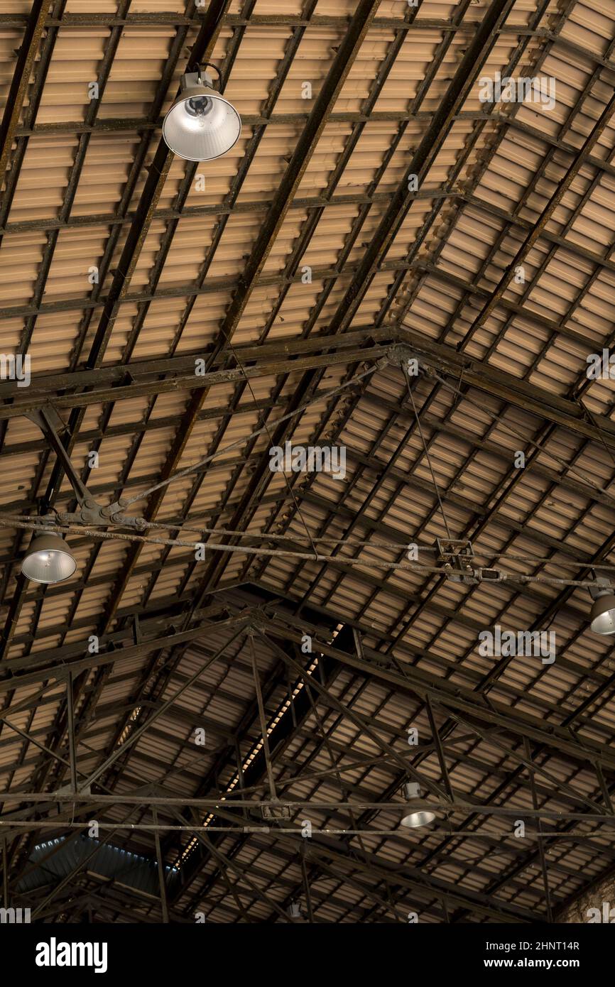 roof construction seen from inside of the building Stock Photo - Alamy