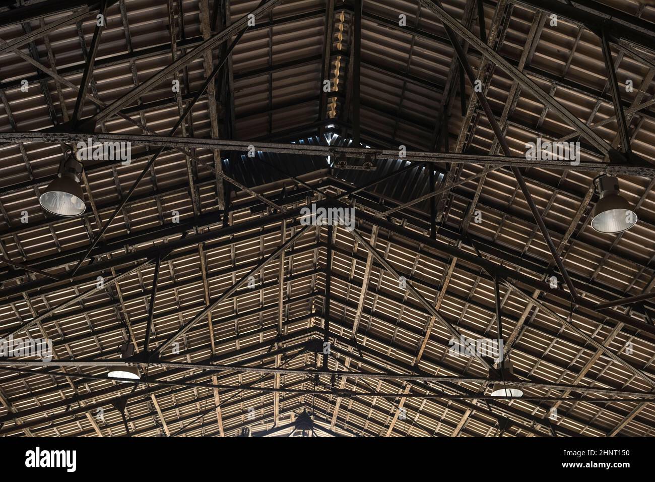 roof construction seen from inside of the building Stock Photo - Alamy