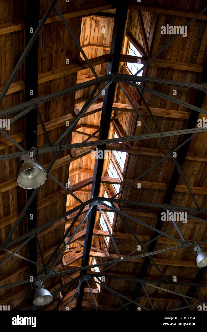 roof construction seen from inside of the building Stock Photo - Alamy