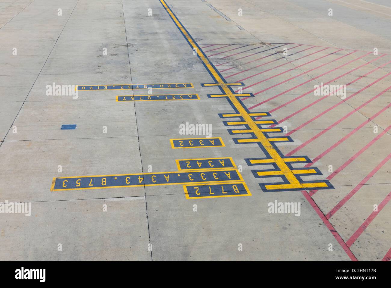 marker for aircraft parking position at airport Faro Stock Photo - Alamy