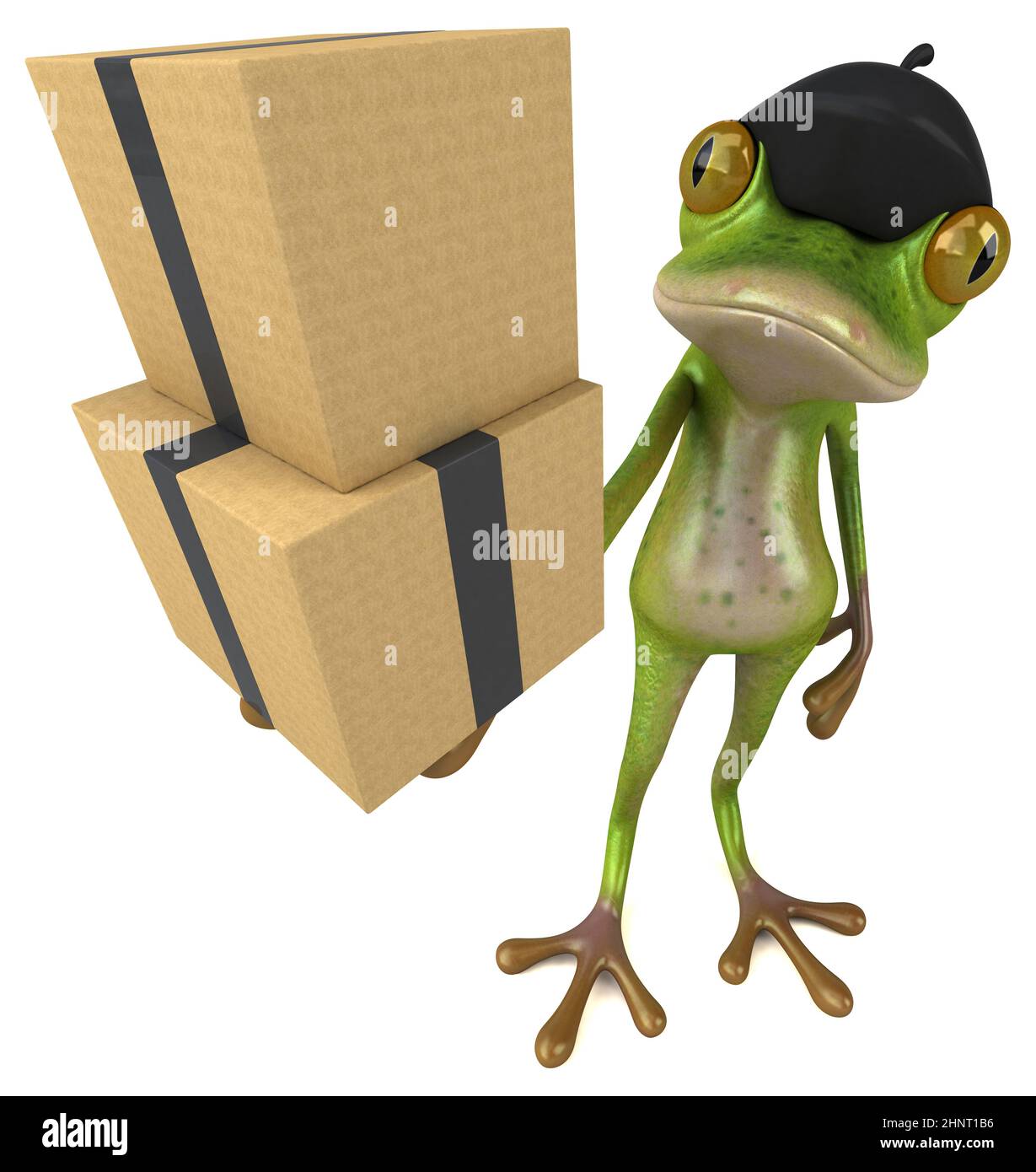 Fun french frog - 3D Illustration Stock Photo - Alamy