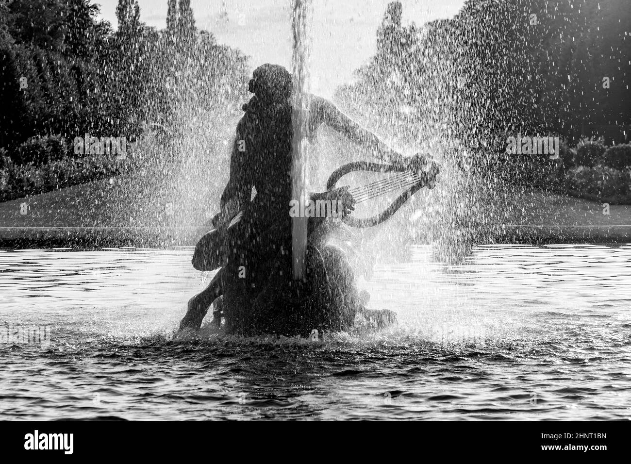 Magnificent park with fountains in spring. Schwetzingen, Germany Stock ...