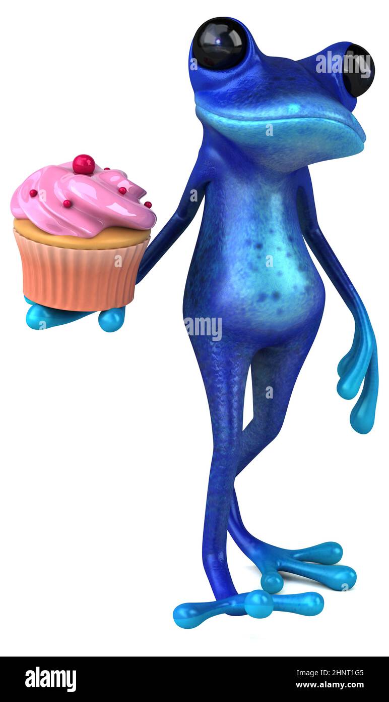 Fun blue frog - 3D Illustration Stock Photo - Alamy