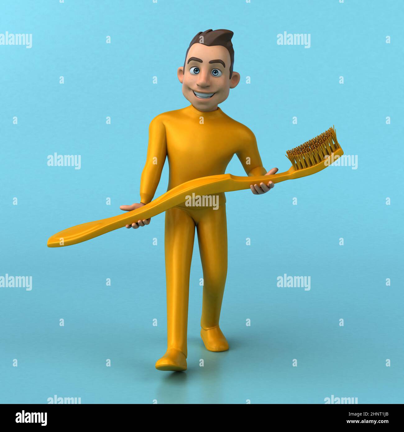 Fun 3D cartoon yellow character Stock Photo - Alamy