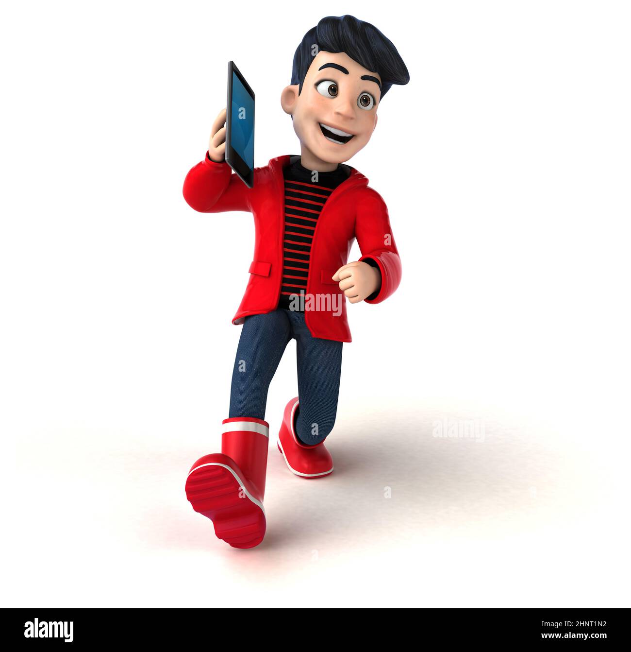 Fun 3D cartoon teenage boy with a phone Stock Photo - Alamy