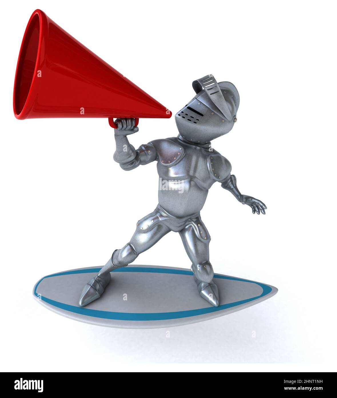 Fun 3D cartoon knight surfing Stock Photo - Alamy