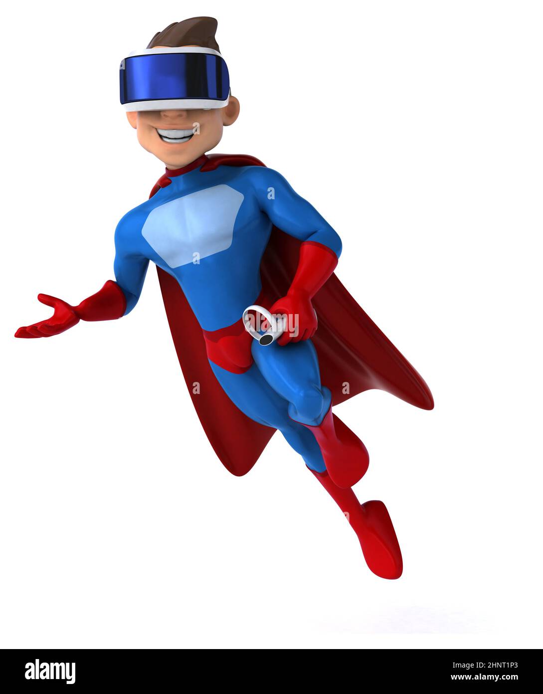 Fun 3D Illustration of a superhero with a VR Helmet Stock Photo - Alamy