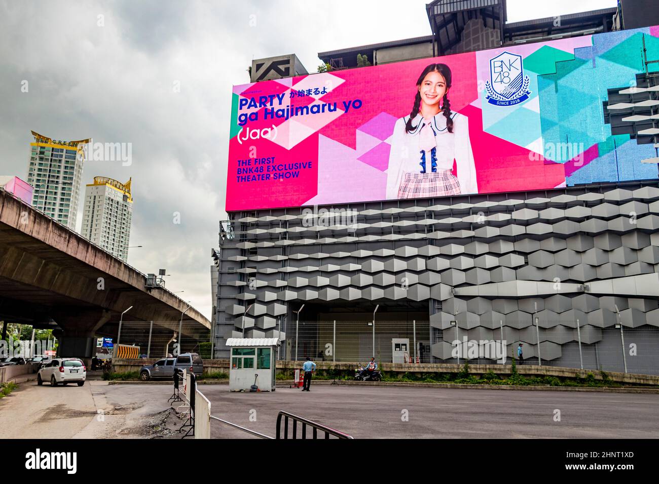 Huge colorful screens at the shopping center building Bangkok Thailand ...