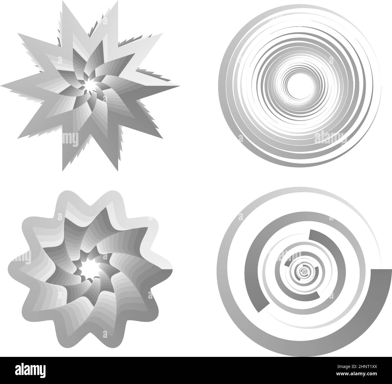 Gradient filled shaded design element, geometric shape set - stock ...