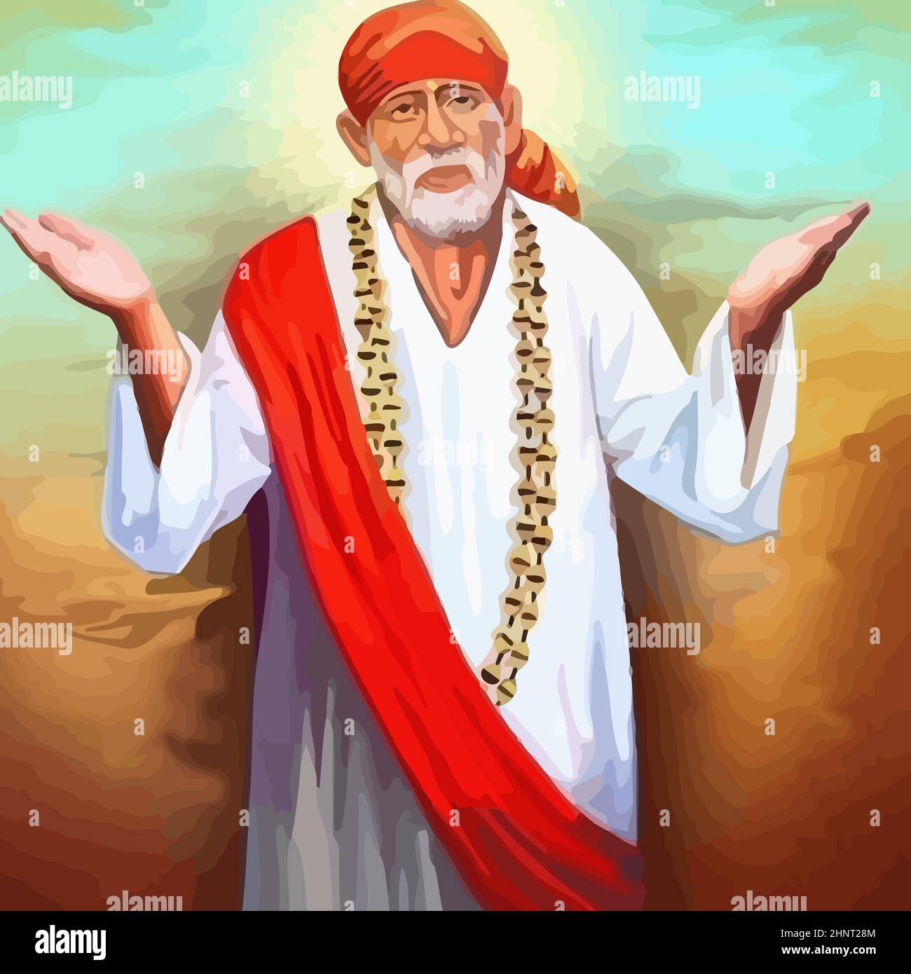 sai baba indian god illustration culture Stock Photo - Alamy