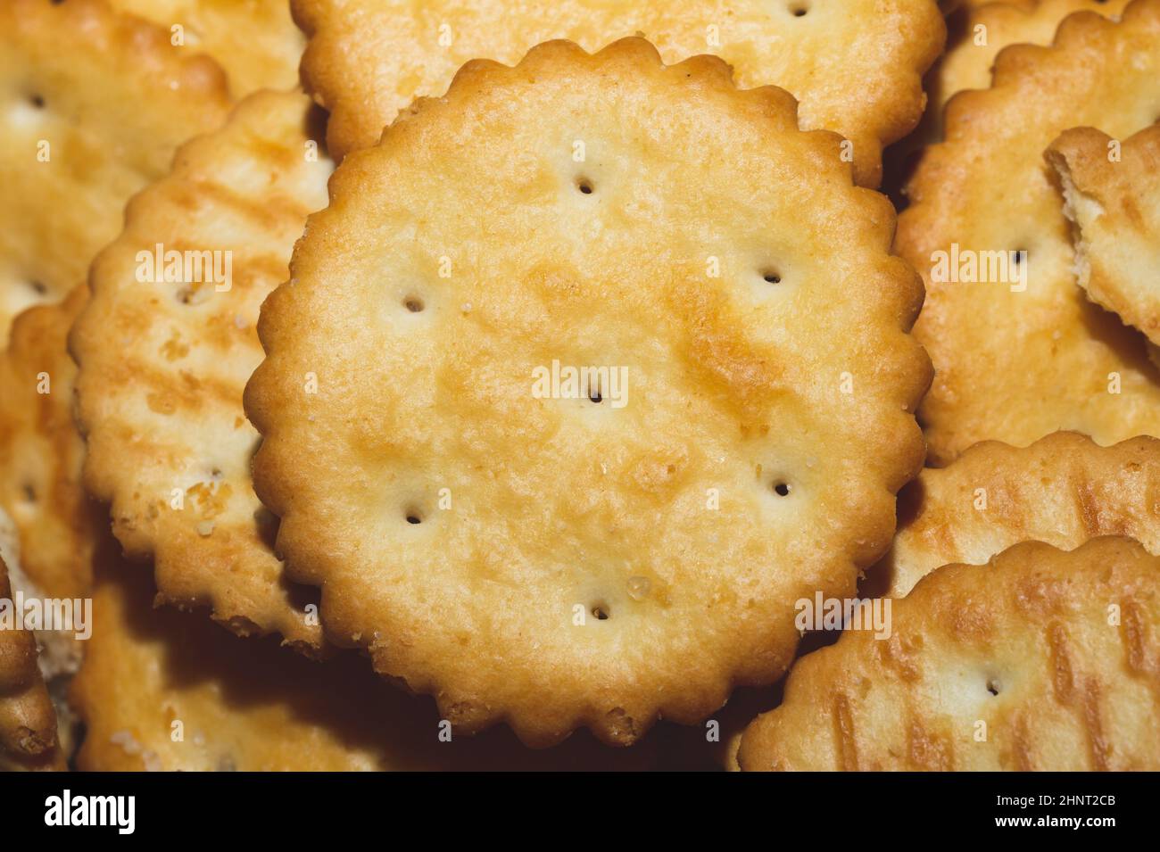 Round crackers background. crispy cookies. pile of biscuits Stock Photo ...