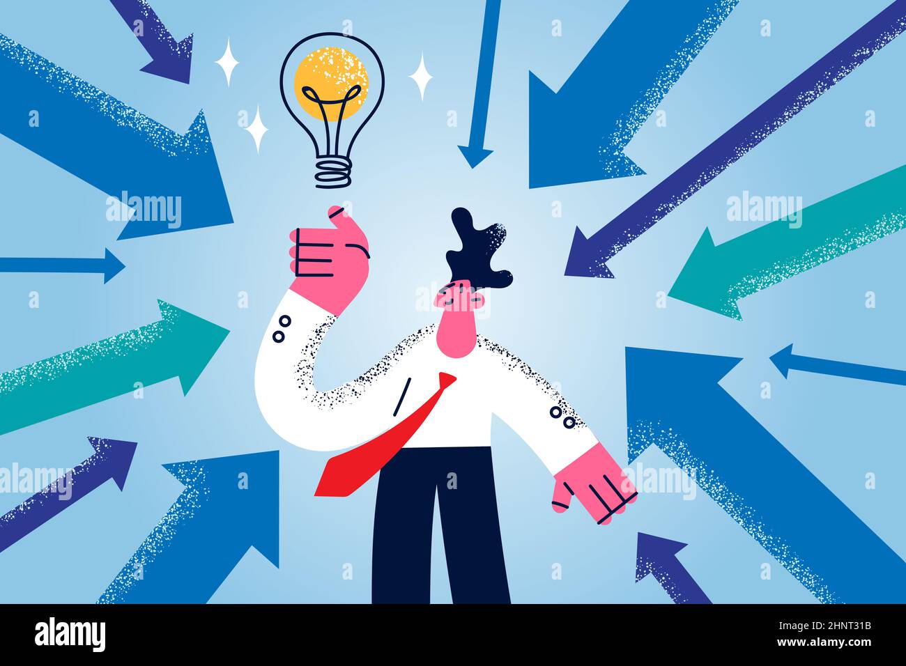 Innovative ideas and creativity concept. Young smiling businessman ...