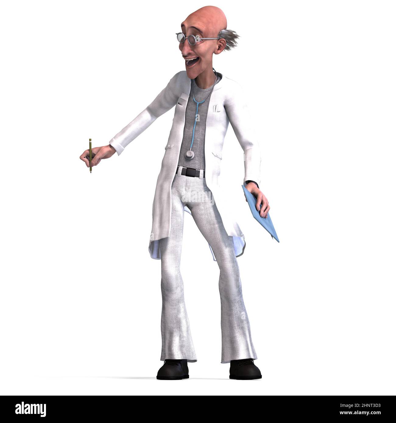 3D-illustration of a cute and funny mad scientist is delighted Stock ...