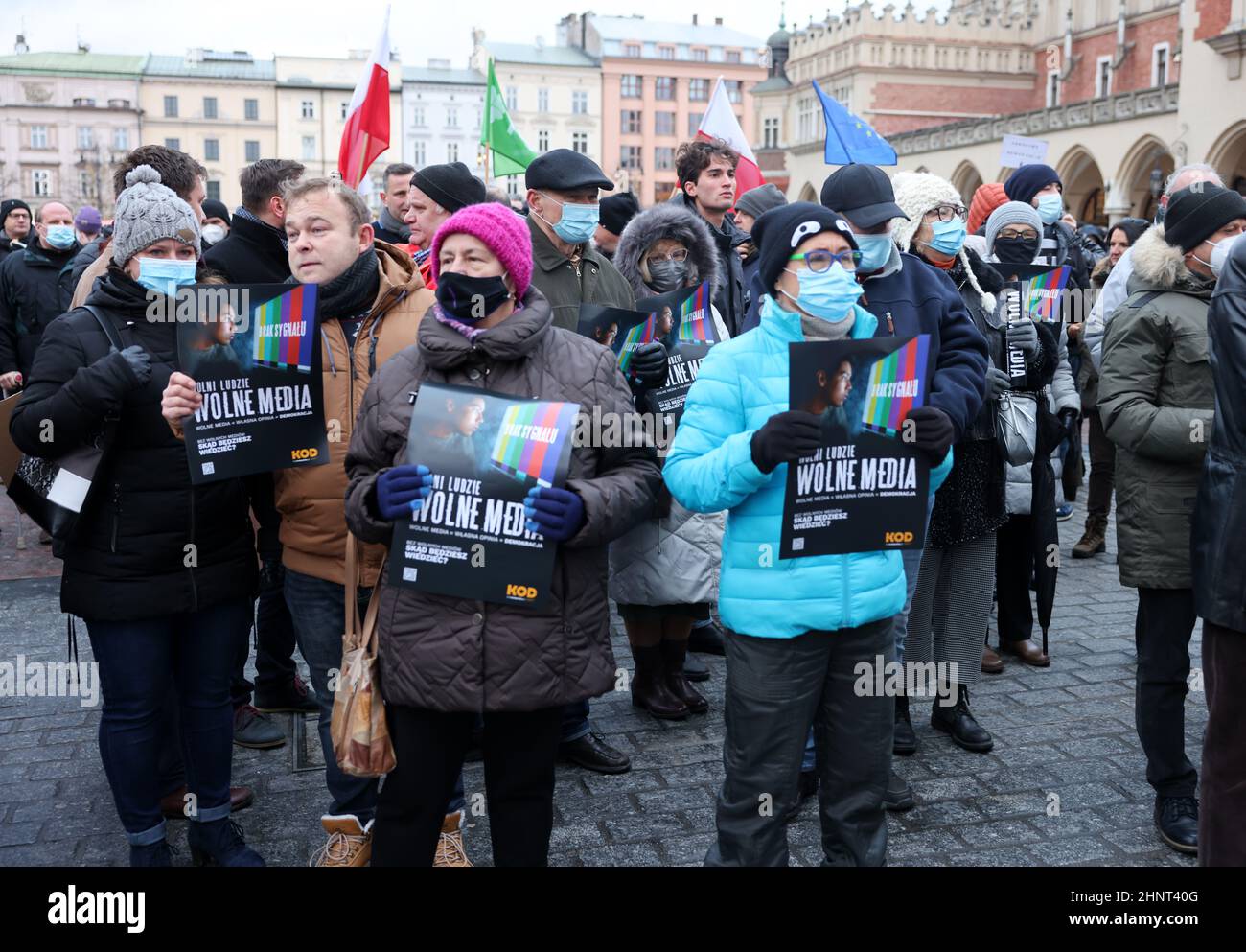 Free media, free people, free Poland. Protest in Krakow against lex TVN ...