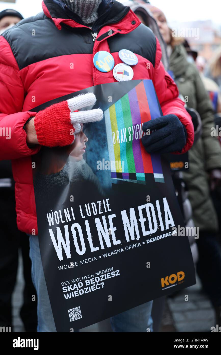 Free media, free people, free Poland. Protest in Krakow against lex TVN ...