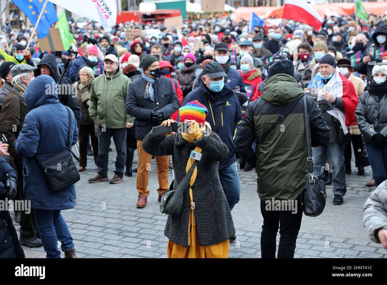 Free media, free people, free Poland. Protest in Krakow against lex TVN ...