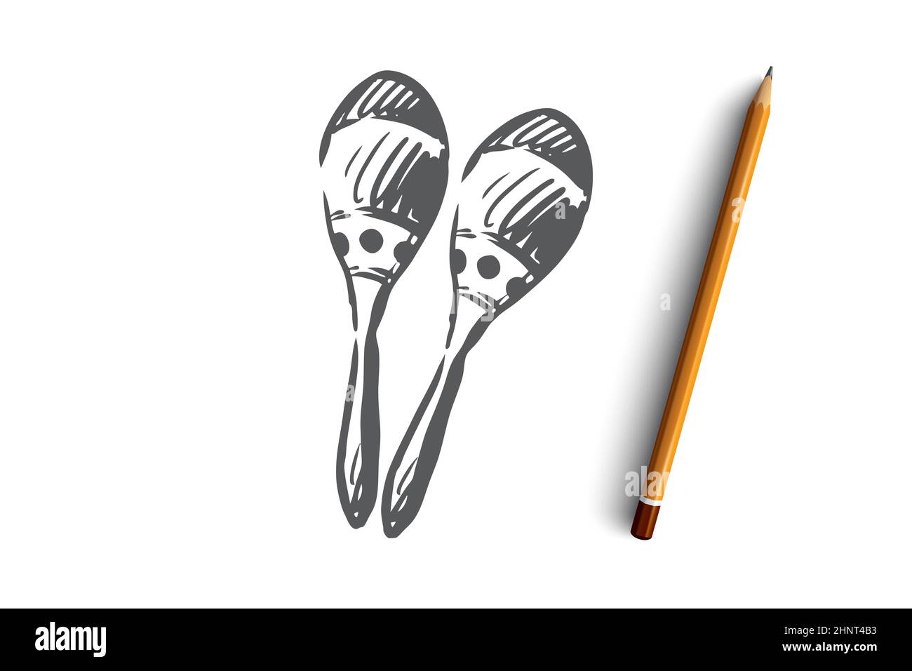 Maracas, music, latin, instrument, Mexican concept. Hand drawn Mexican ...
