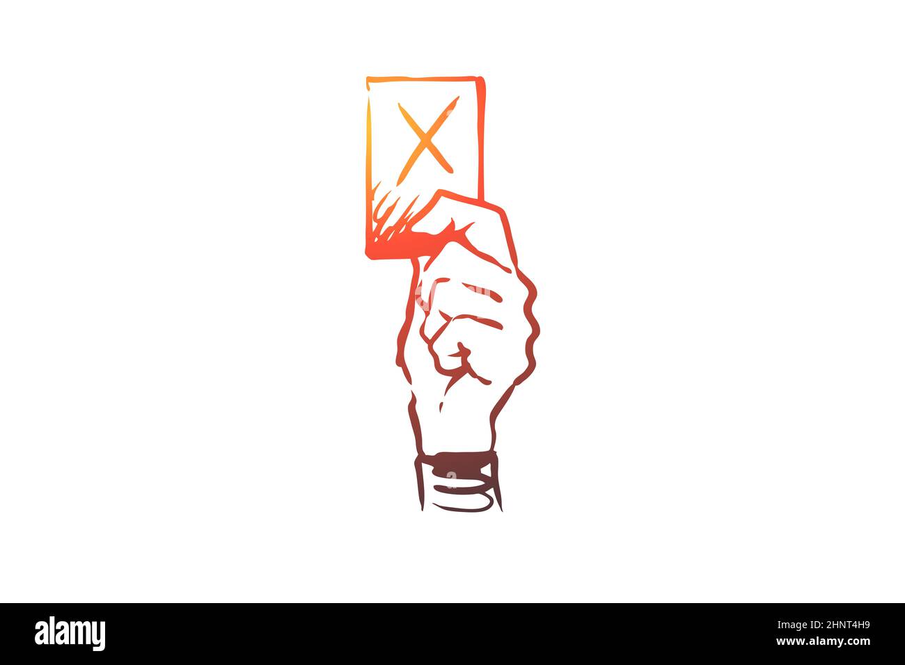 Penalty, judge, punishment, law, symbol concept. Hand drawn card as ...