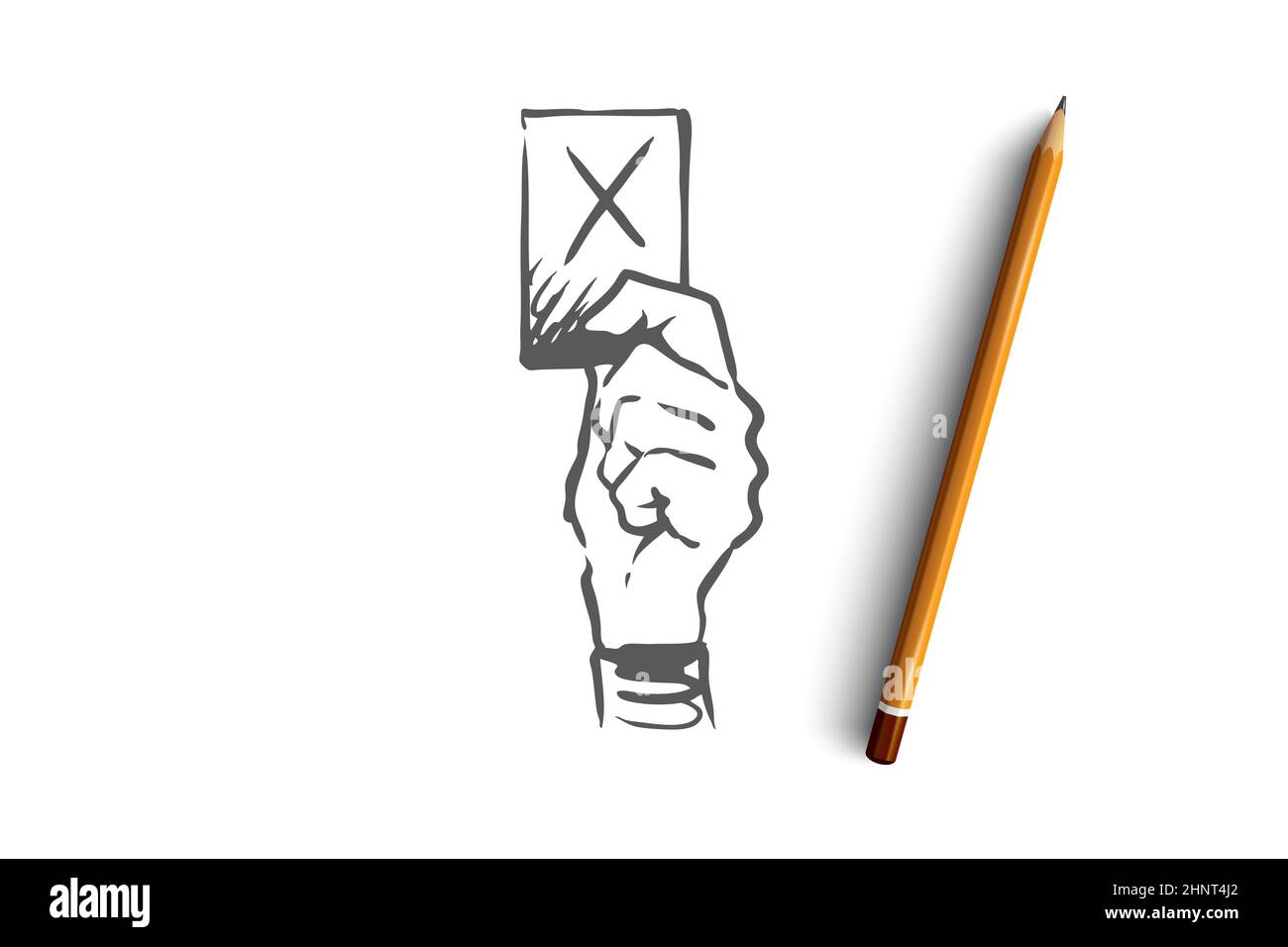 Penalty, judge, punishment, law, symbol concept. Hand drawn card as ...