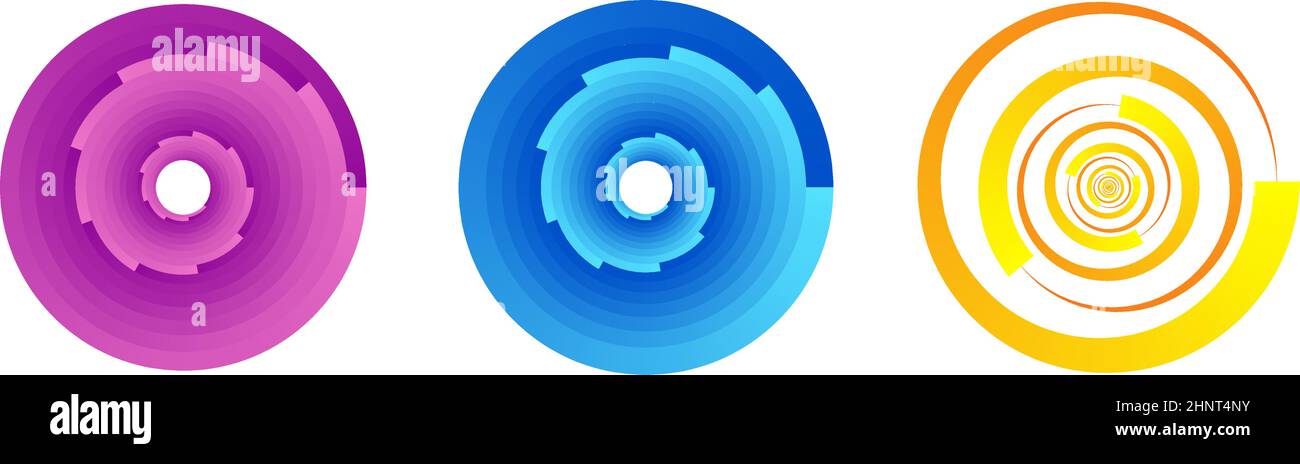 Gradient filled shaded design element, geometric shape set - stock ...