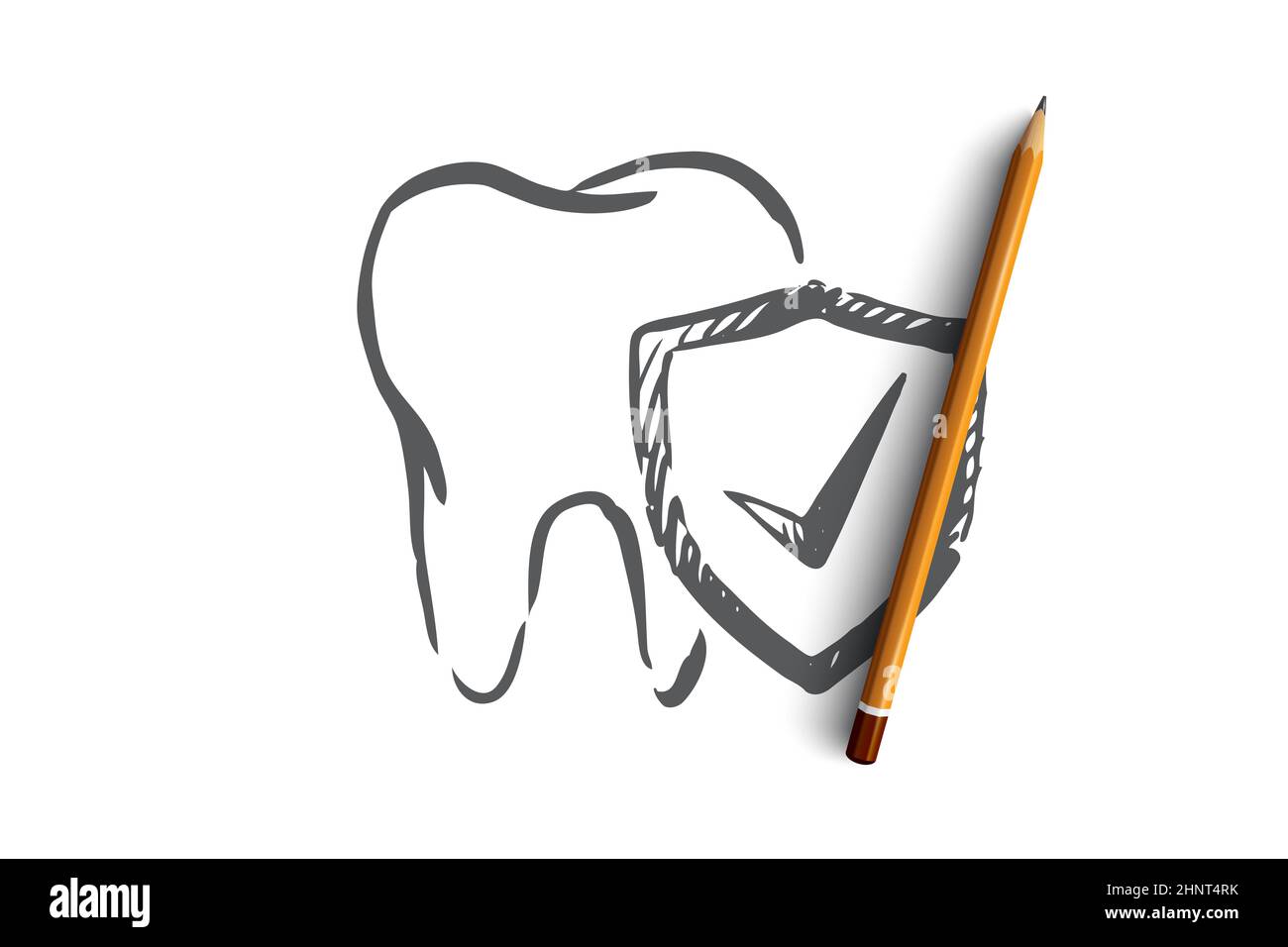 Protection, teeth, dental, healthy, care concept. Hand drawn tooth ...