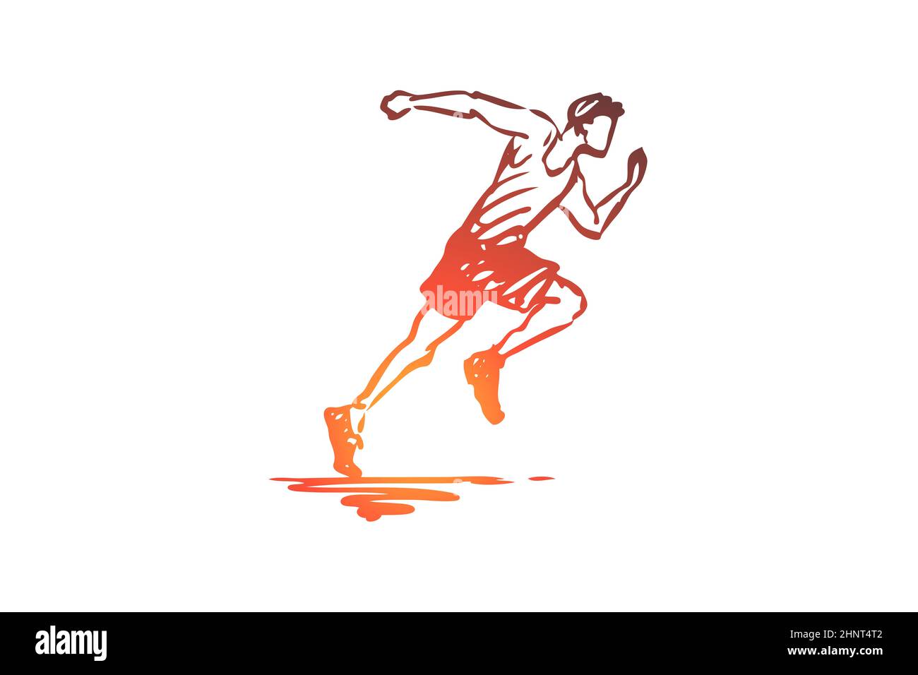 Run, man, speed, athlete, sport concept. Hand drawn sportsman running ...