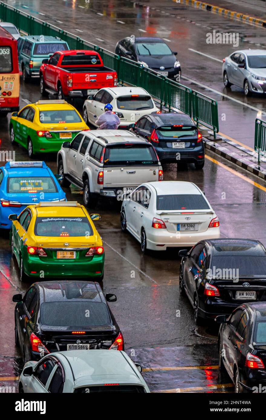 Rush hour big heavy traffic jam in busy Bangkok Thailand Stock Photo ...