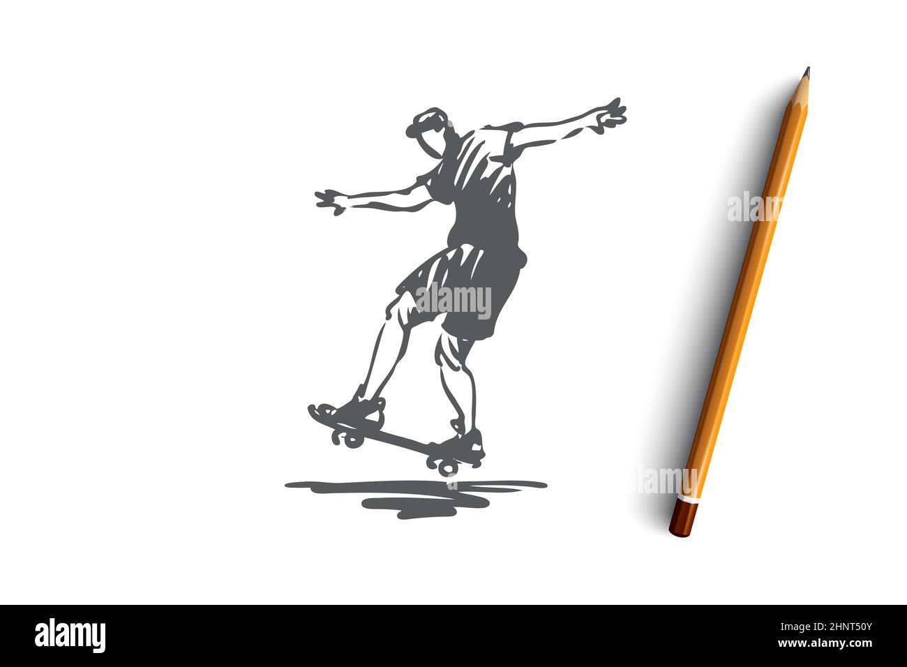 Skateboard, activity, board, skate, skating concept. Hand drawn man ...