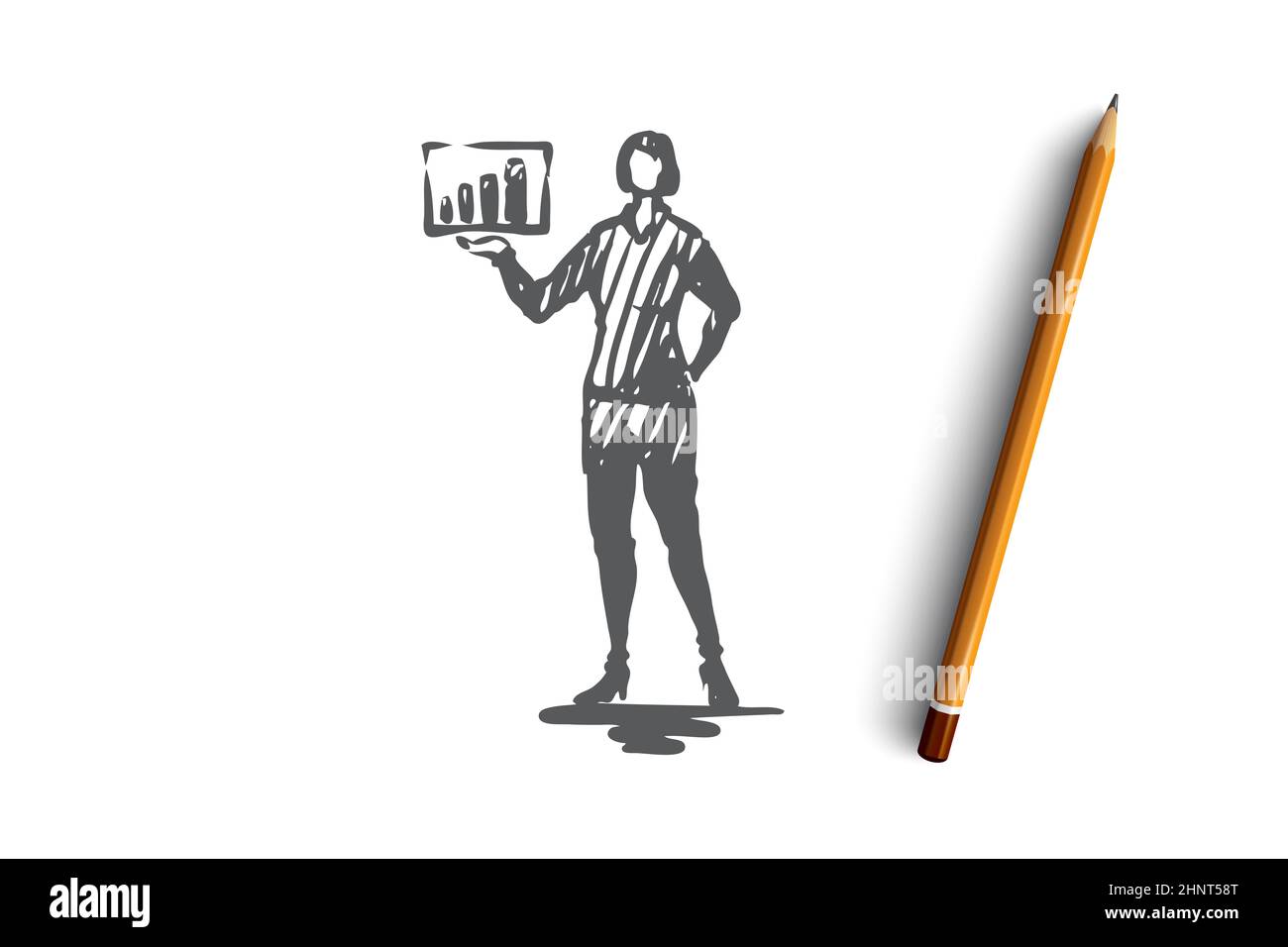 Training, lecturer, presentation, board, education concept. Hand drawn ...