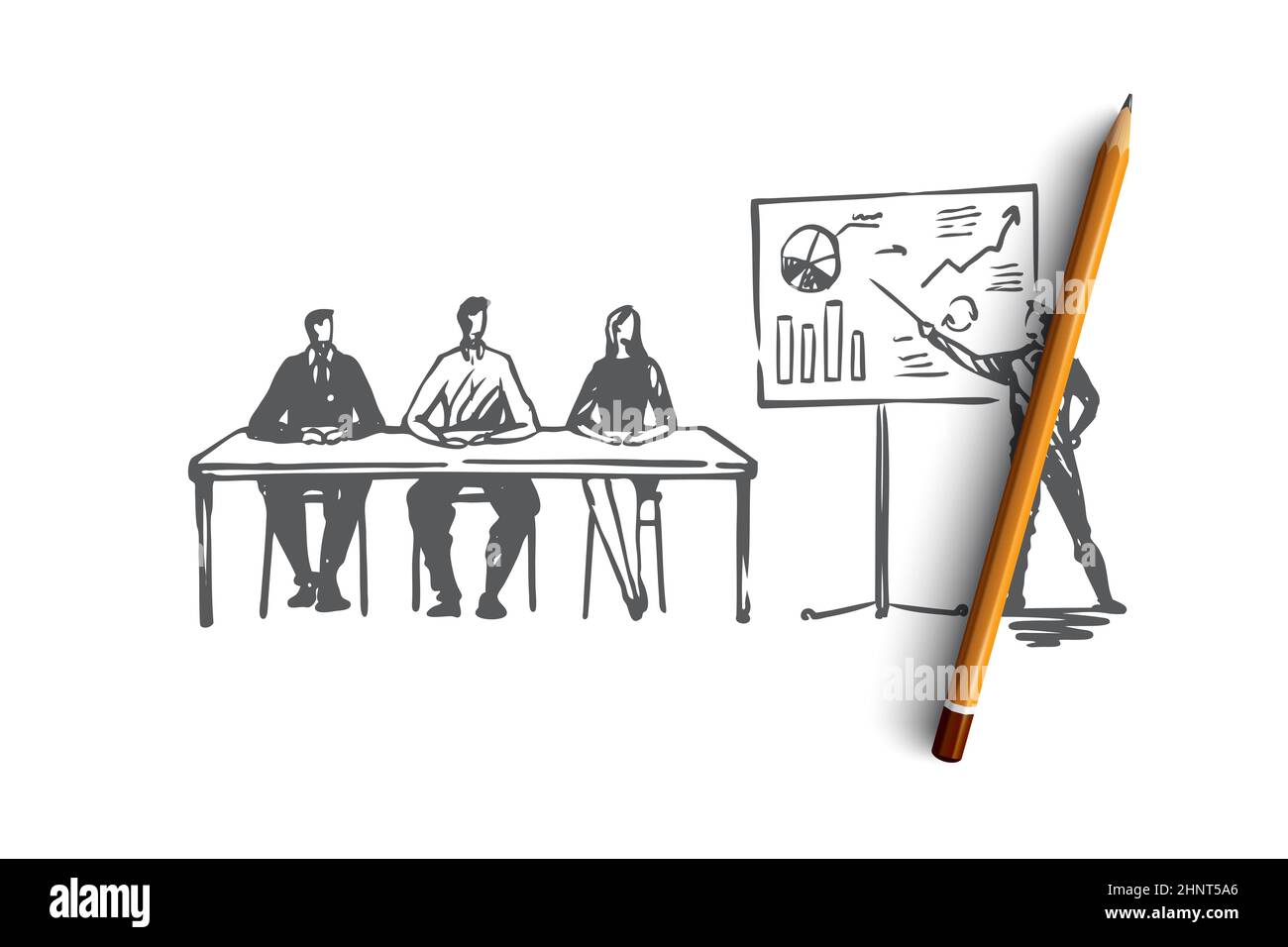 Training, courses, education, presentation, seminar concept. Hand drawn ...