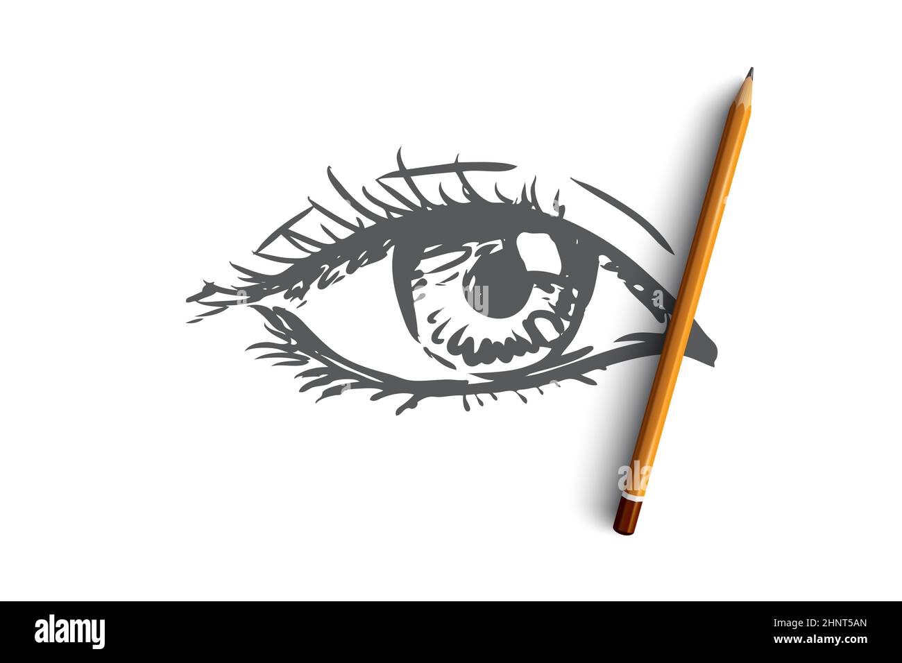 Vision, eye, look, see, eyeball concept. Hand drawn human eye look ...