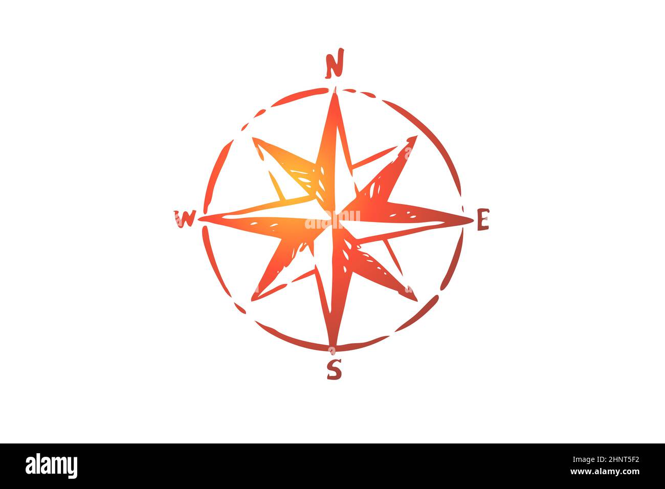 Windrose, navigation, compass, direction concept. Hand drawn symbol of ...