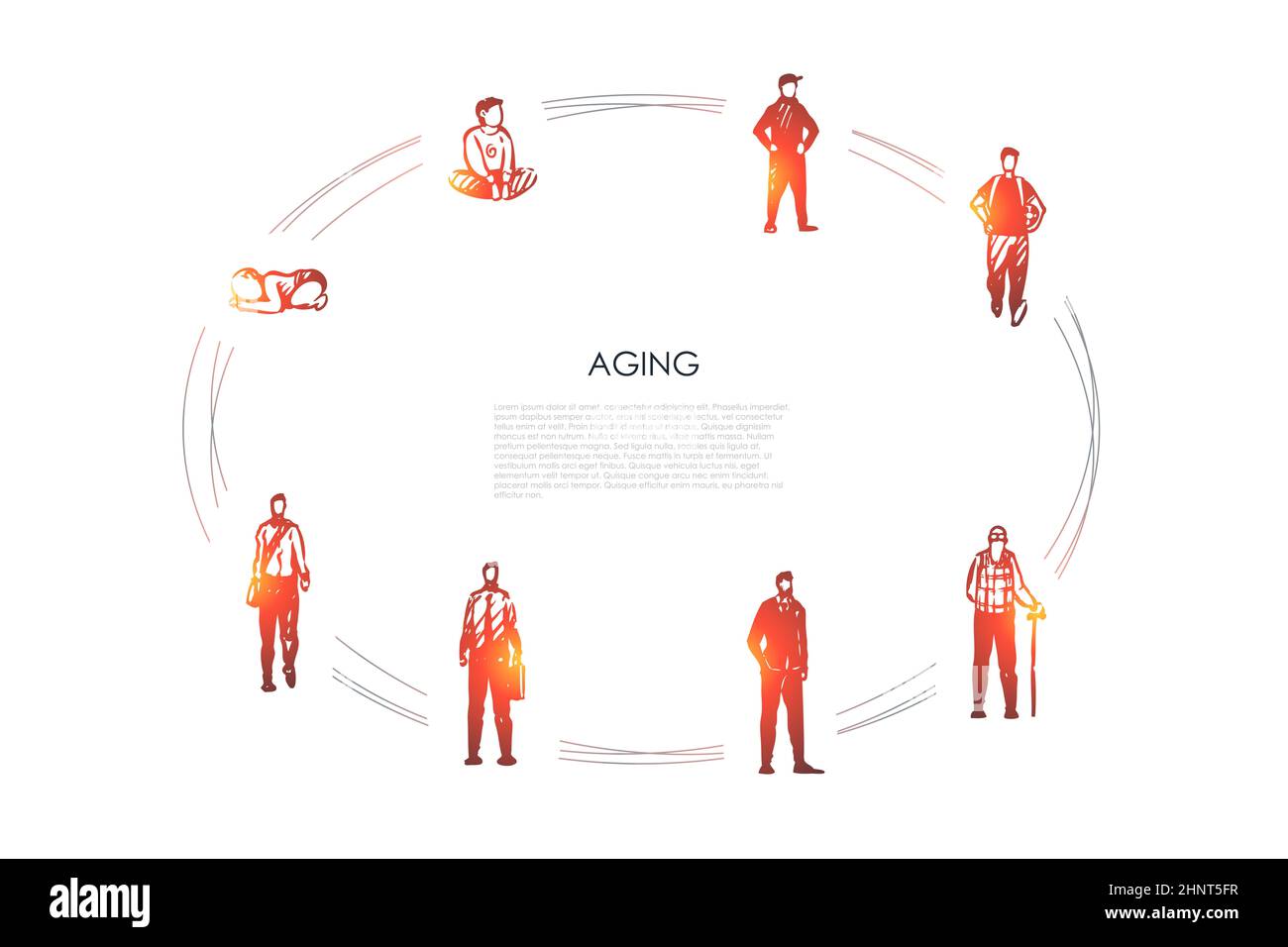 Aging - different stages of man age from infance, childhood boy to ...