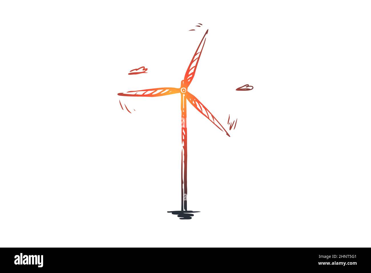 Wind, turbine, energy, power, alternative concept. Hand drawn wind ...